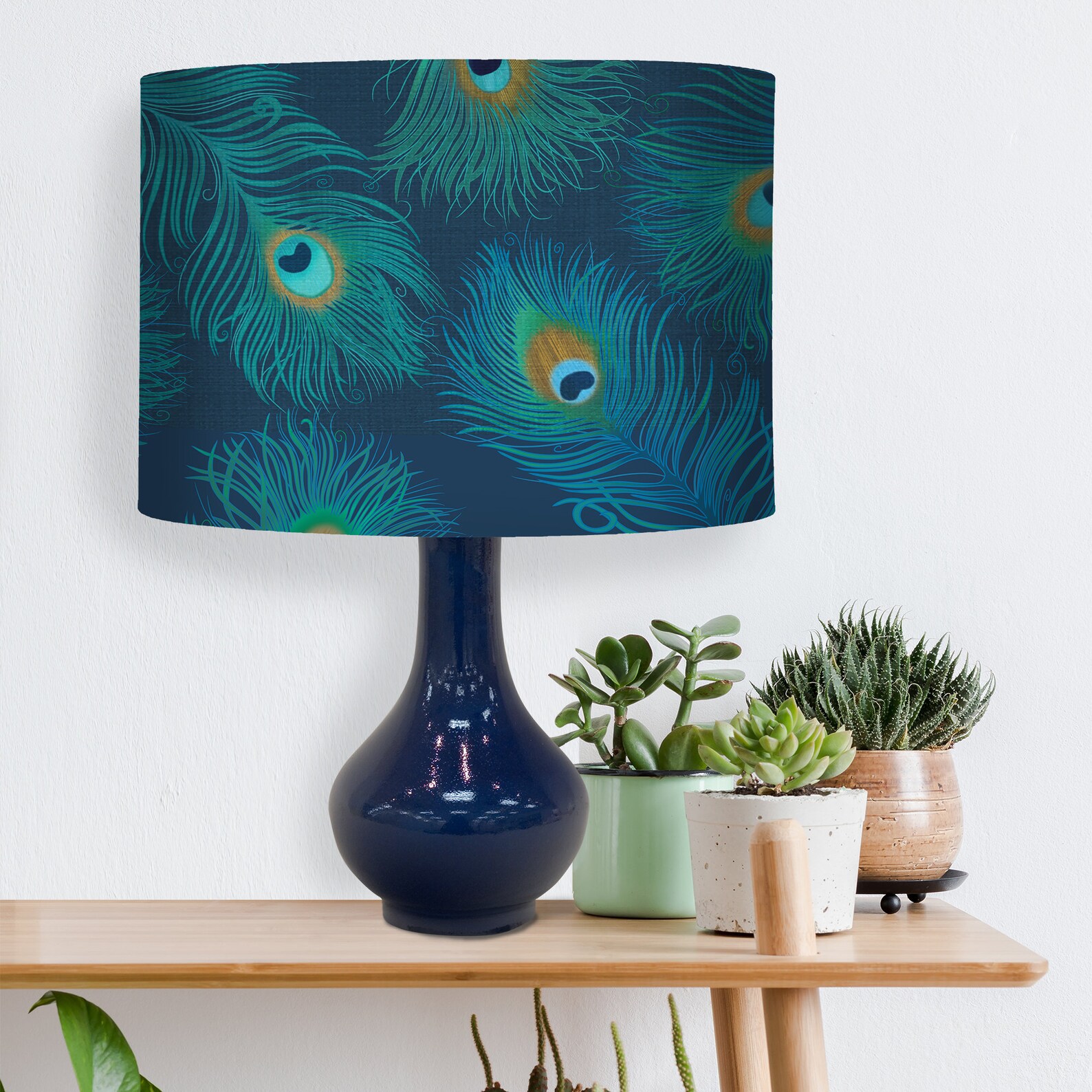 Peacock Feather Lampshade - Large Lamp Shade With Gold Lining ...