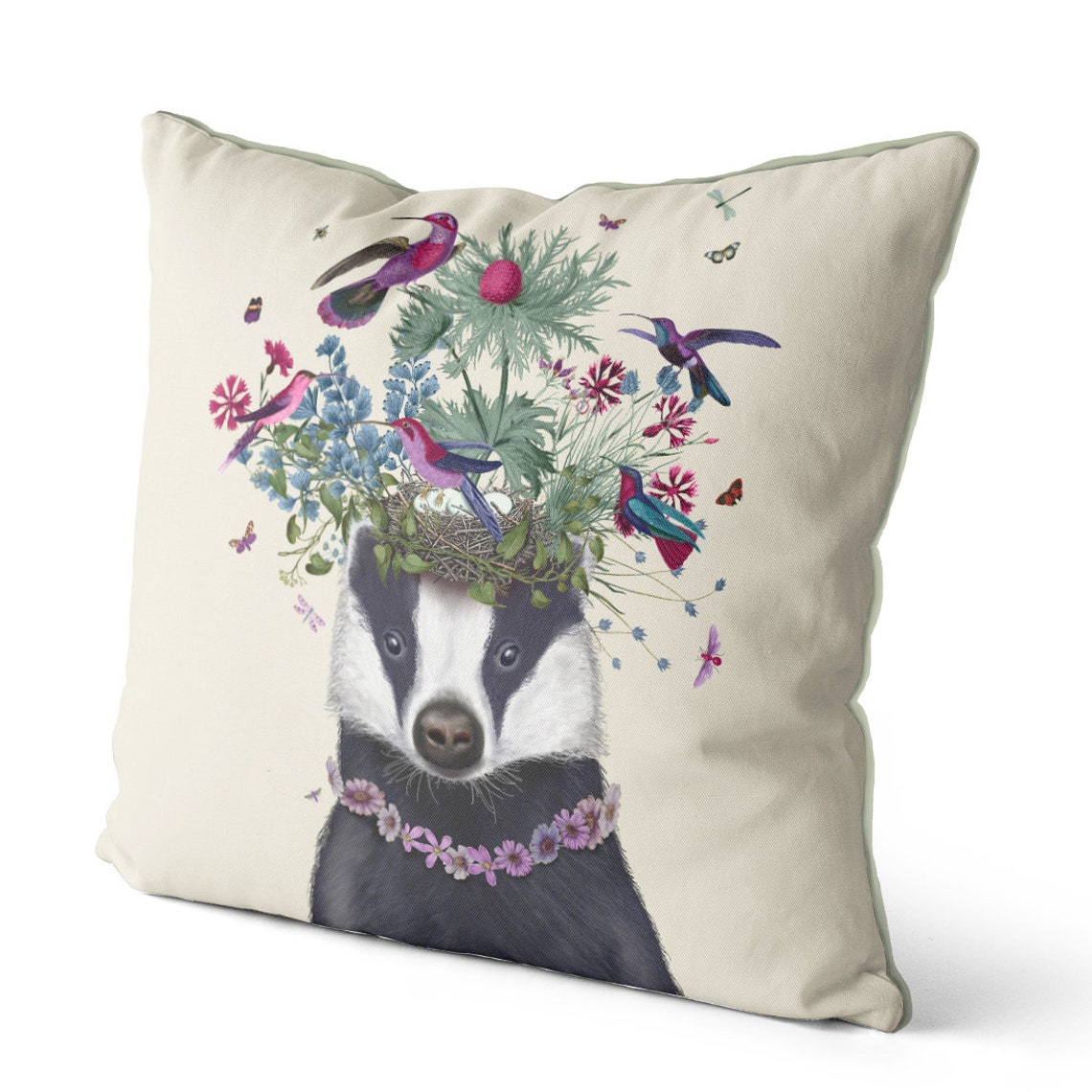 Badger Pillow Animal Art Woodland Decor Farmhouse Decor - Etsy