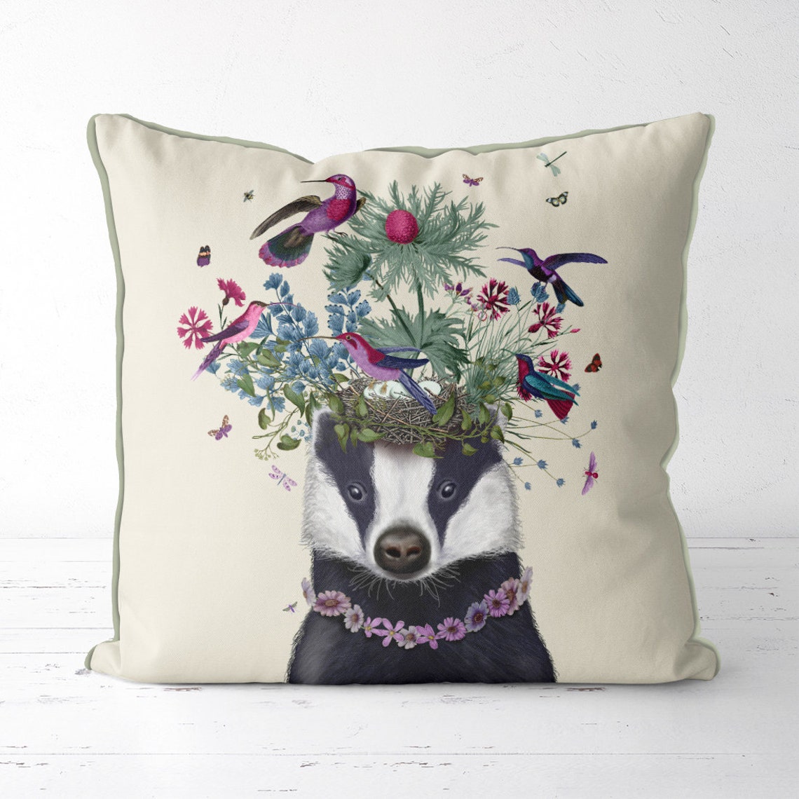 Badger Pillow Animal Art Woodland Decor Farmhouse Decor - Etsy