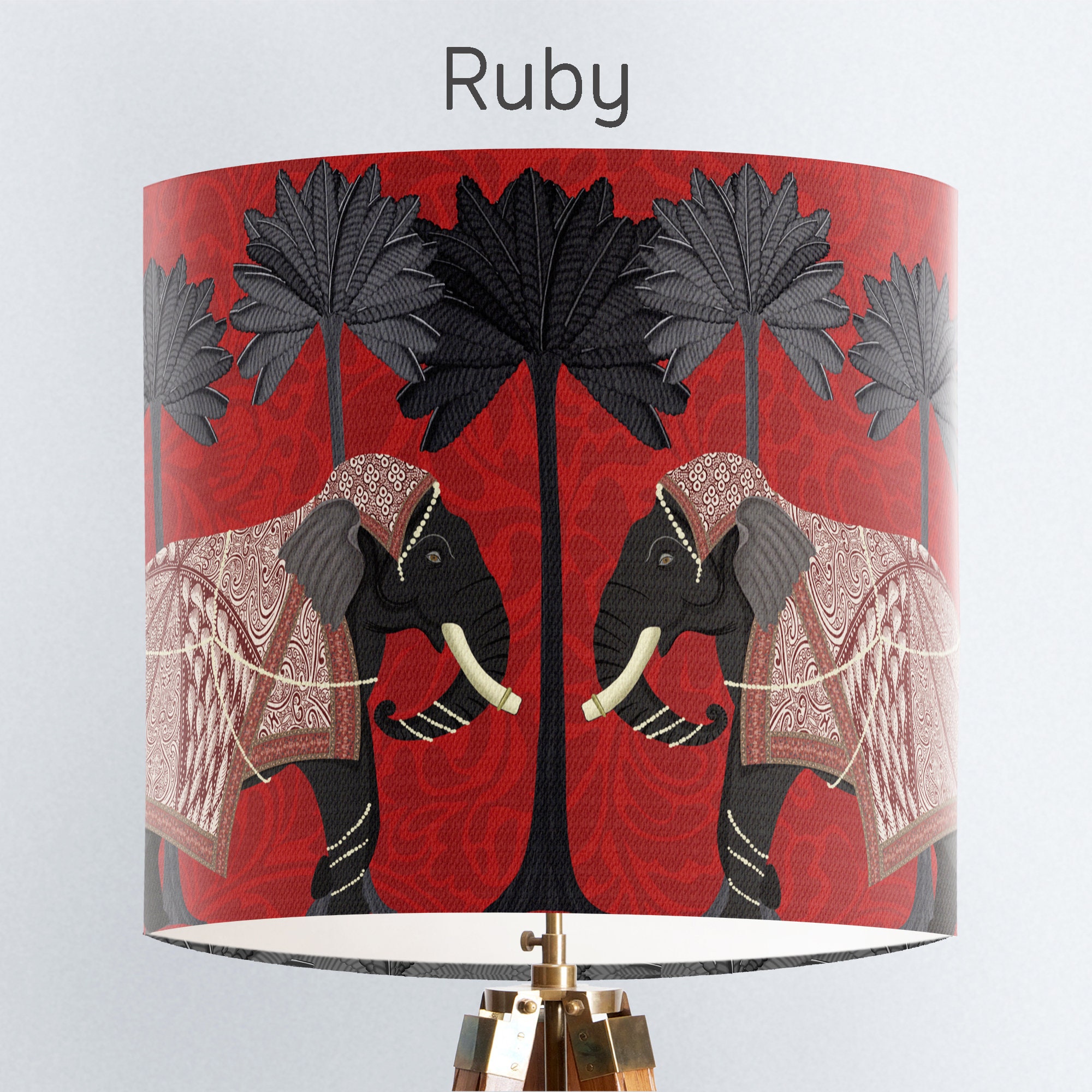 Elephant Lampshade in Red and Black Indian Elephant Lamp - Etsy