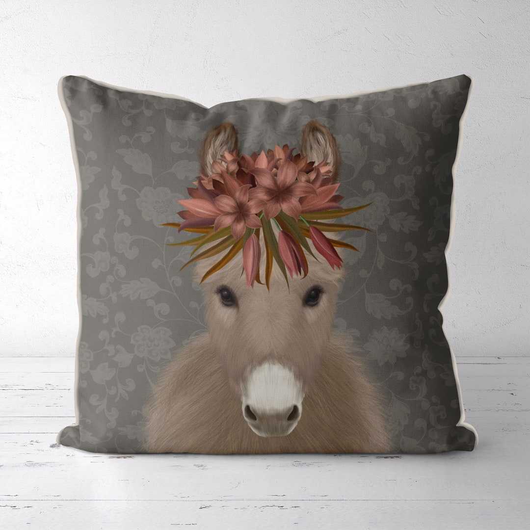 Donkey Cushion Cover, Nursery Throw Pillows, Donkey Pillow Cover ...