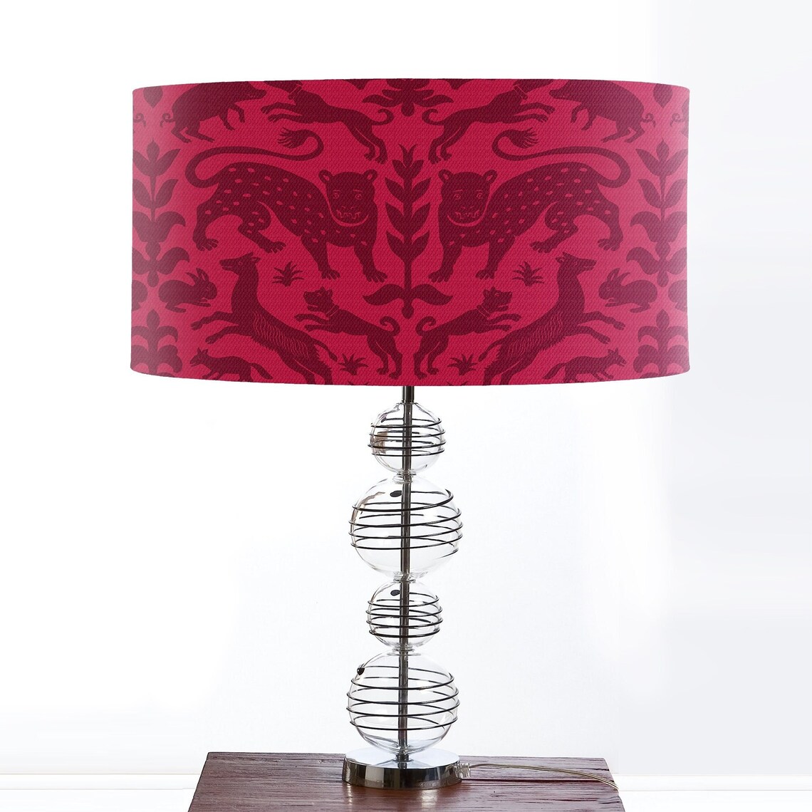 Beasts in Magenta and Pink Lamp Shade - Drum Lampshade, Animal Table ...