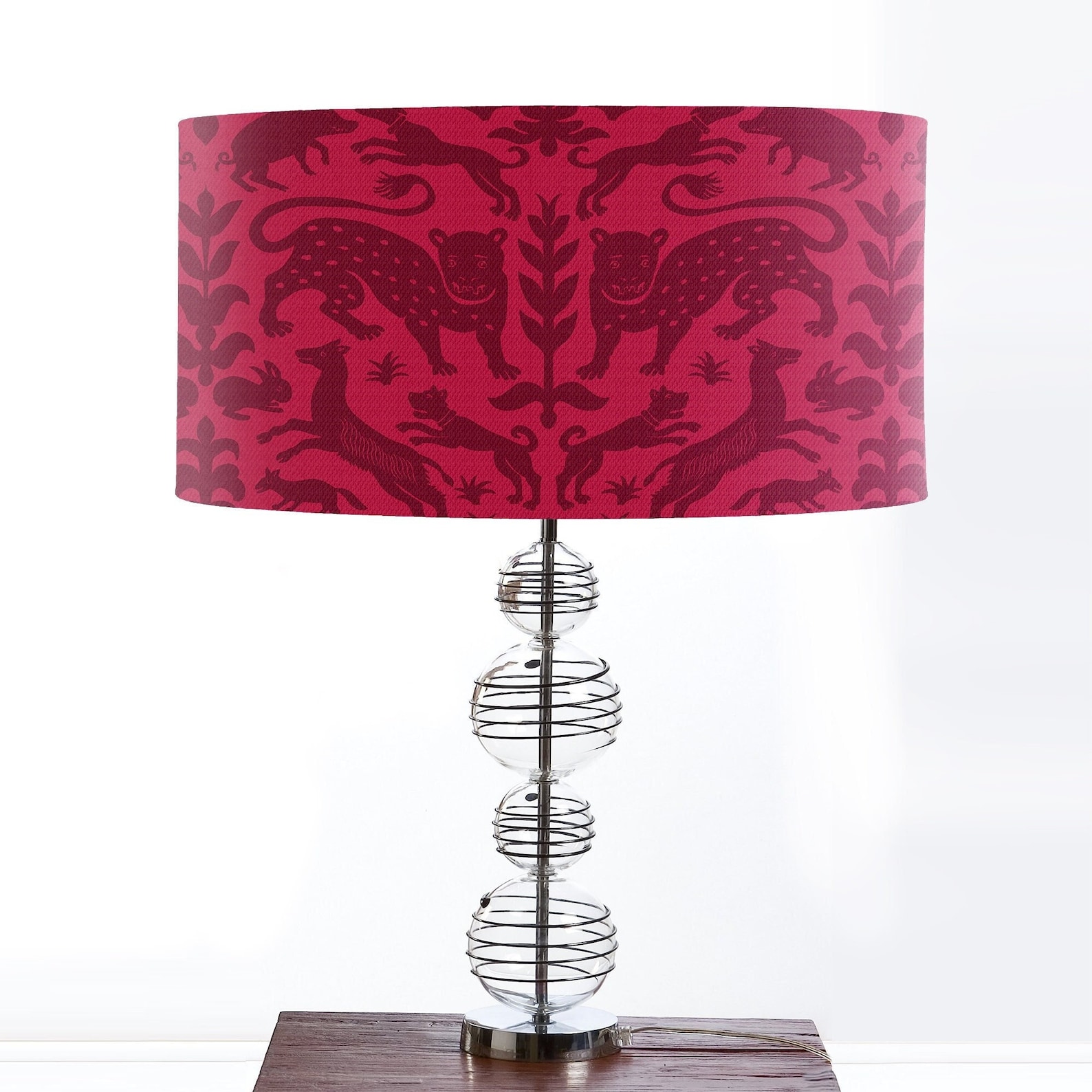 Beasts in Magenta and Pink Lamp Shade - Drum Lampshade, Animal Table ...