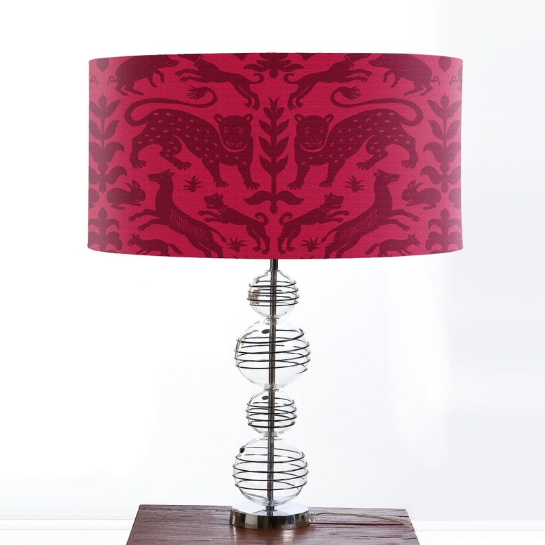 Beasts in Magenta and Pink Lamp Shade - Drum Lampshade, Animal Table ...