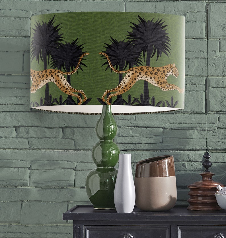 Leopard Print Shade Floor Lampshade Animal Table Lamp Green - Etsy Canada