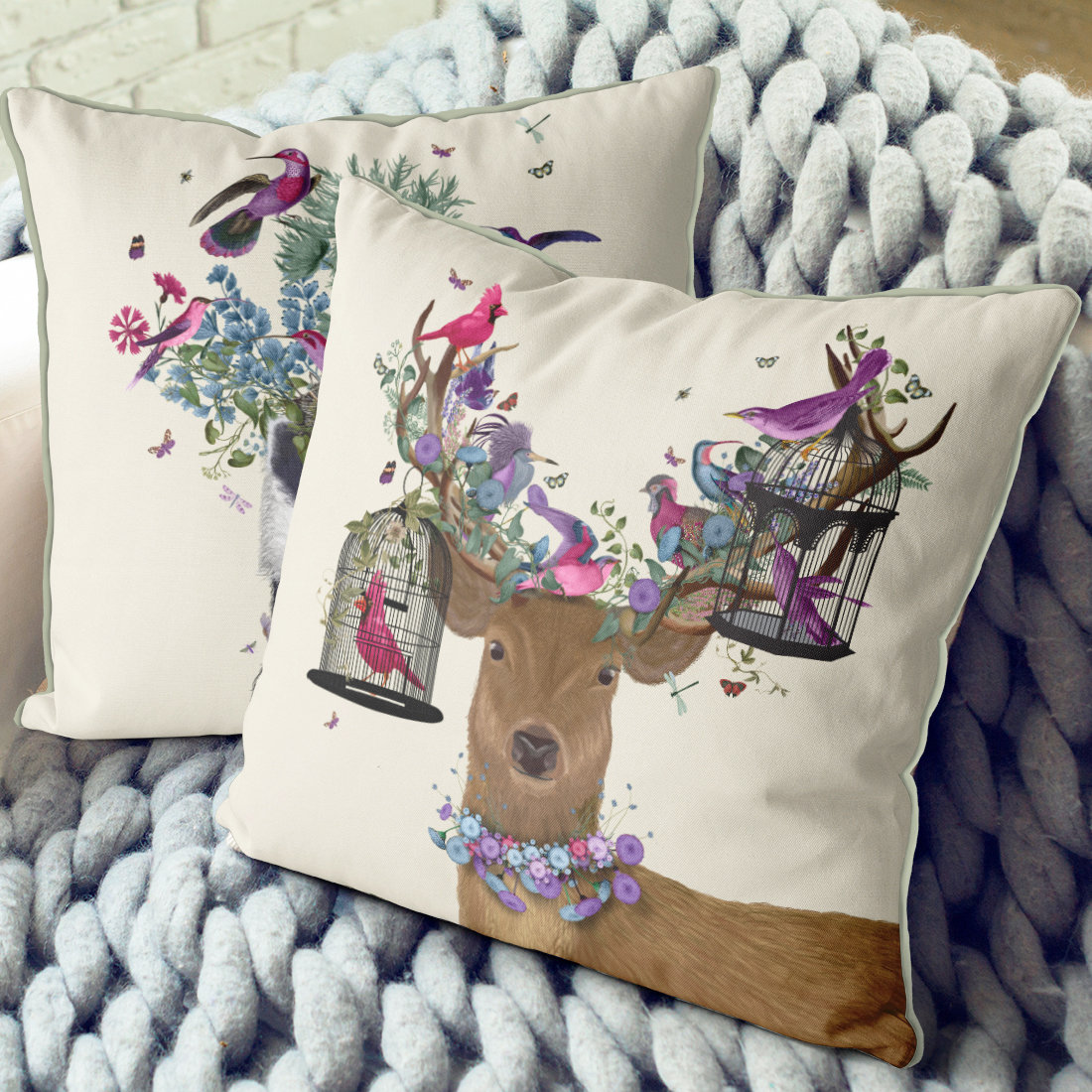 Stag Pillows Deer Pillows Deer Cushions Purple Pillow Cover | Etsy UK