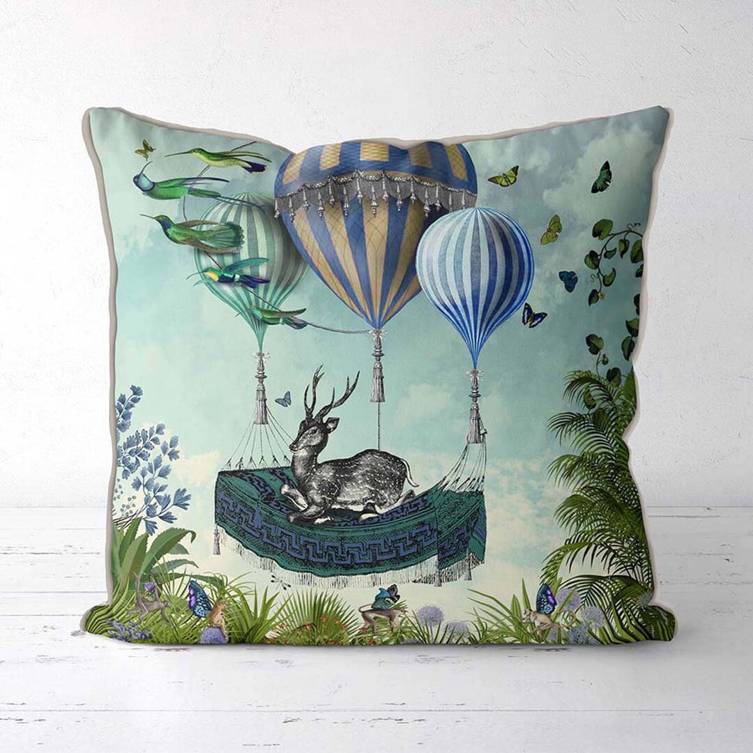 Hot Air Balloon Cushion Cover - Flight of the Stag - Hot Air Balloon ...