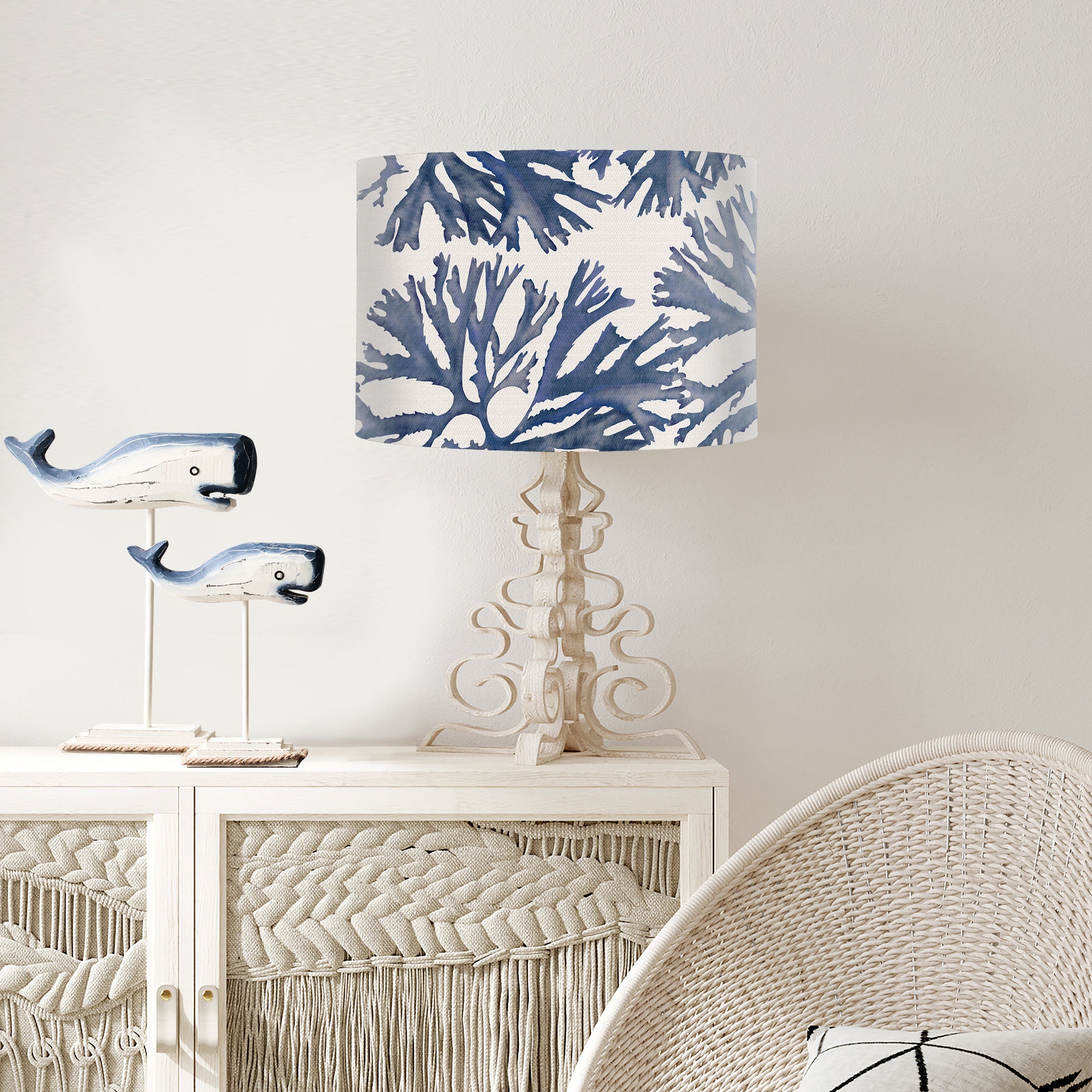 Coral 18 in Blue Coastal Lamp Shade Beach House Decor Idea - Etsy