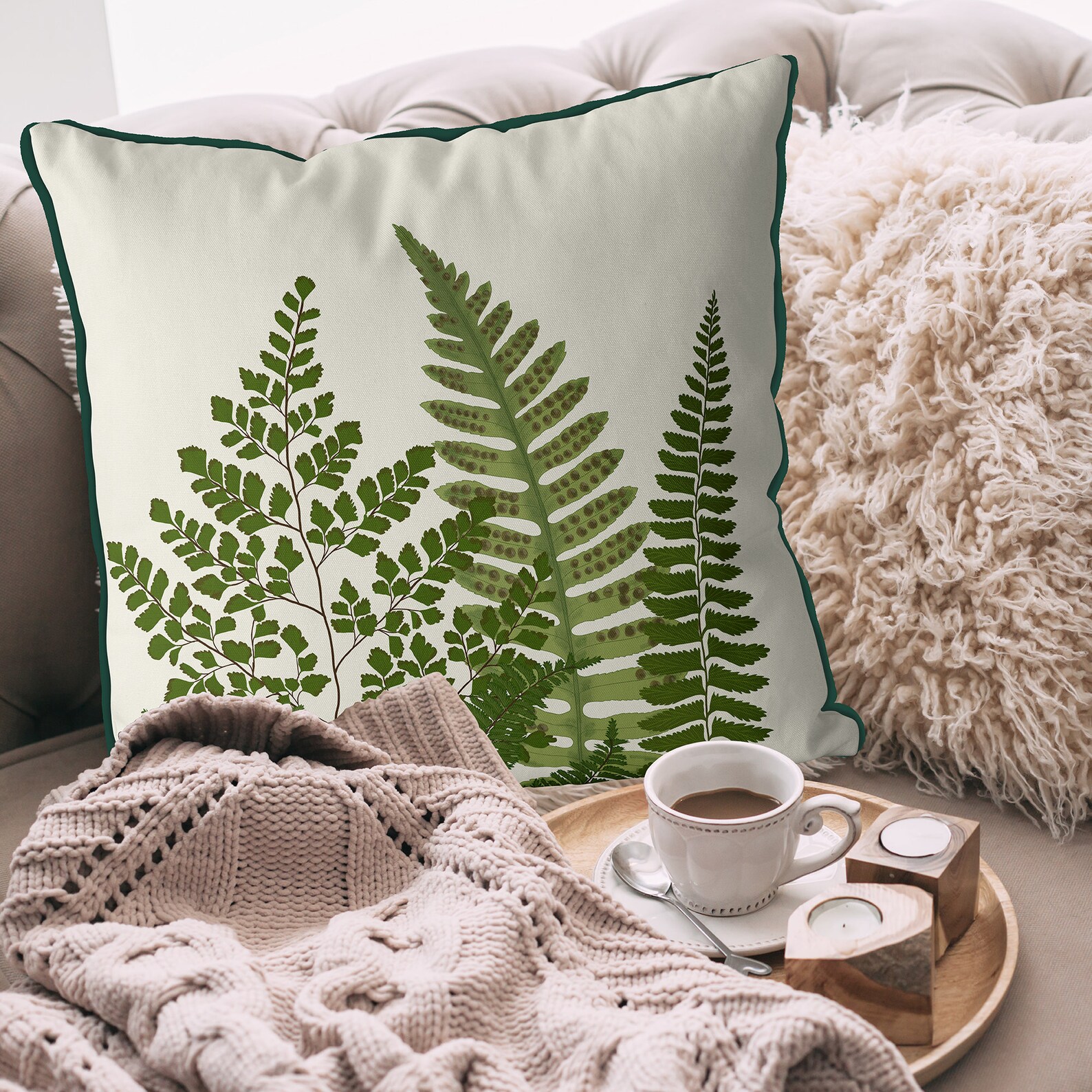 Fern Grove 2 Botanical Pillow Cover Green Fern Cushion - Etsy