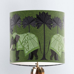 Green Elephant Lampshade With Palm Trees Handmade Safari Inspired Decor ...