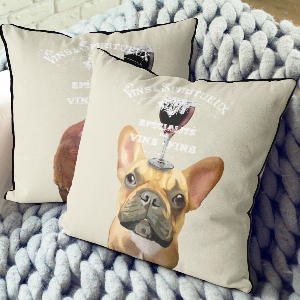 French Bulldog Gifts Frenchie Dog Pillow Unique Wine Gifts Dog - Etsy