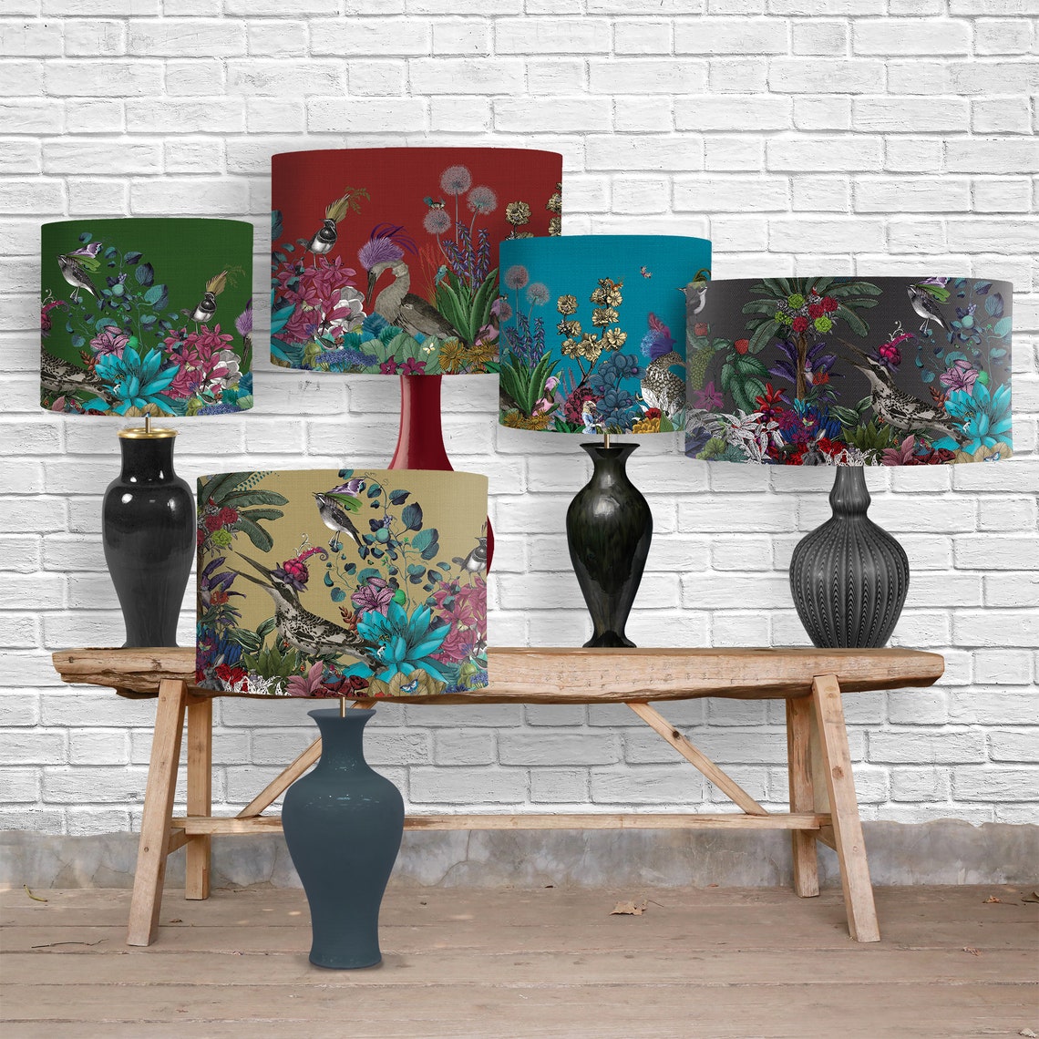 Glorious Plumes Bird Lampshade Blue Large Lamp Shade With - Etsy UK