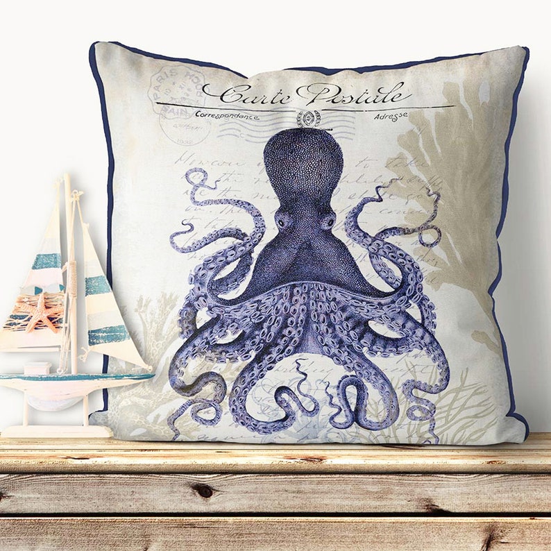 Octopus Decor Octopus Pillows Octopus Gifts Blue Octopus | Etsy