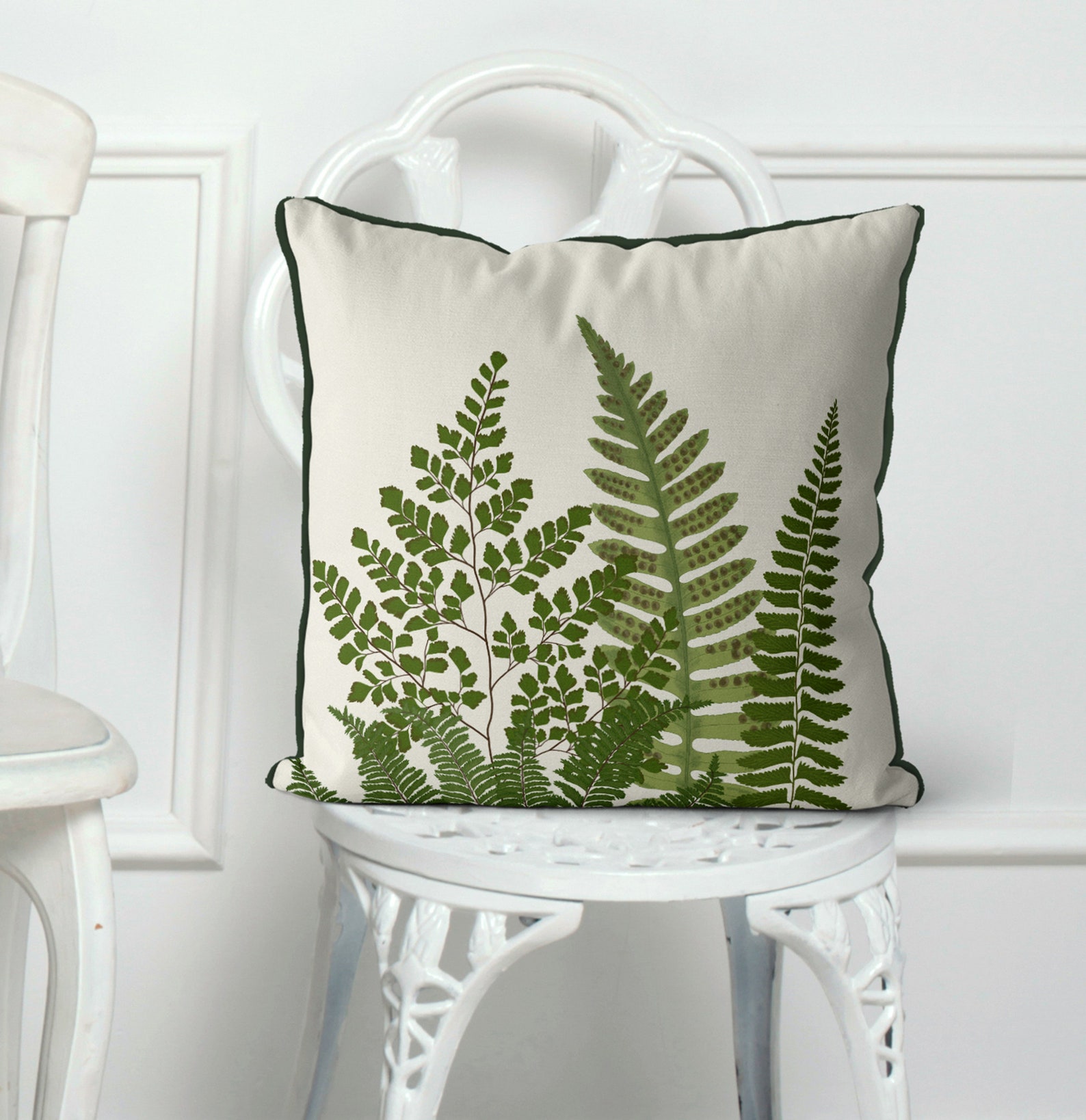 Fern Grove 2 Botanical Pillow Cover Green Fern Cushion | Etsy