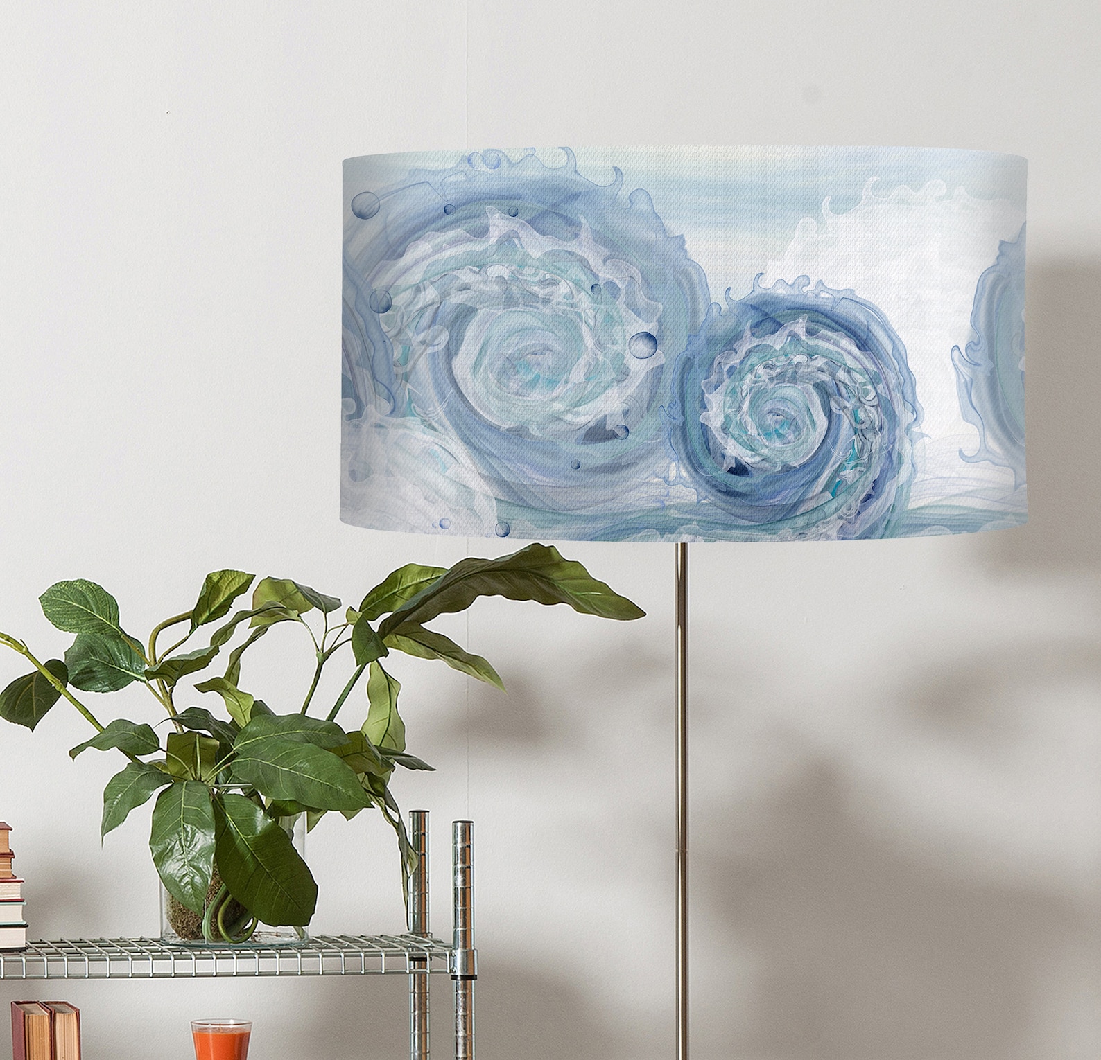 Sea Swell Lampshade in Blue and White Modern Coastal Home Decor ...