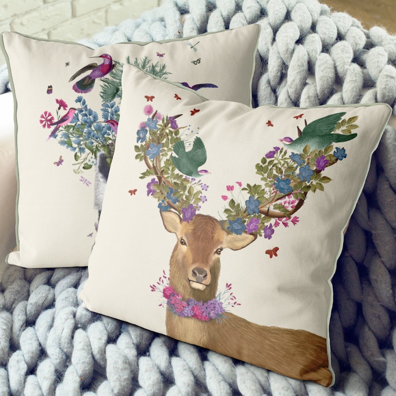 Animal pillow deer pillow stag cushion Deer gift Gift for her | Etsy