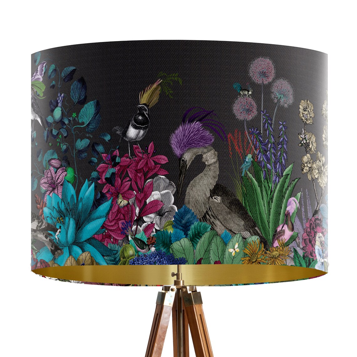Glorious Plumes Bird Lampshade Charcoal Large Lamp Shade - Etsy