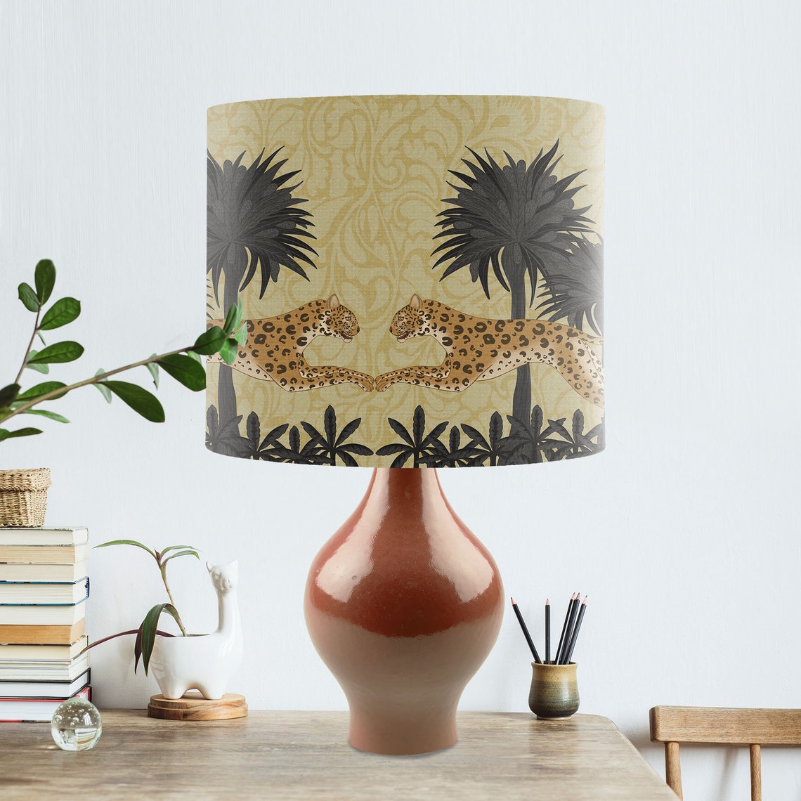 Leopard Lampshade Spider Top Lampshade Large Animal Table Lamp Gold ...