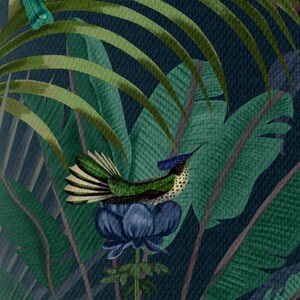 Hummingbird Garden, Dark Blue Botanical Lampshade, Bird & Floral ...