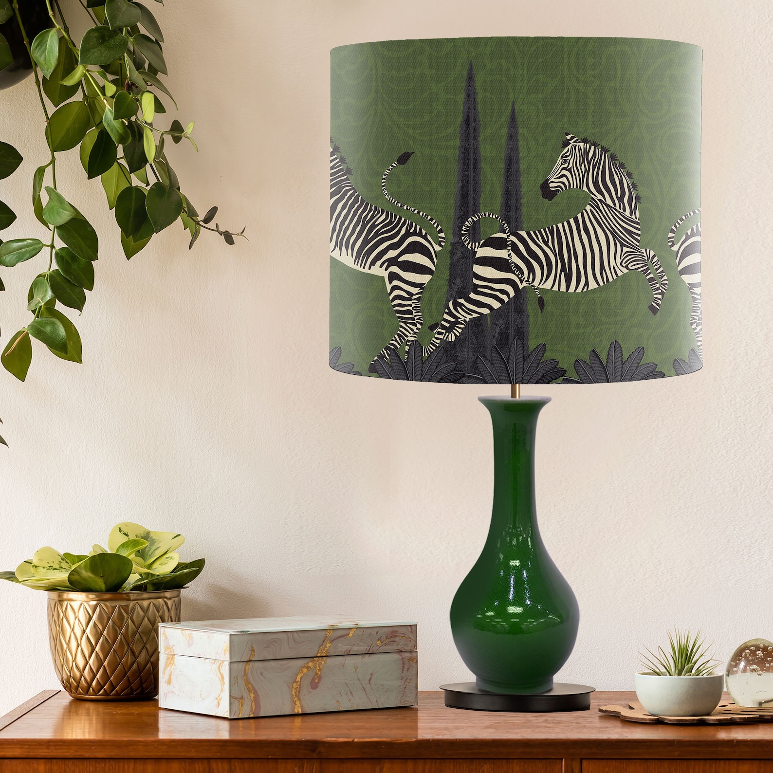Zebra Table Lamp Animal Floor Lampshade Modern Lampshade Green | Etsy