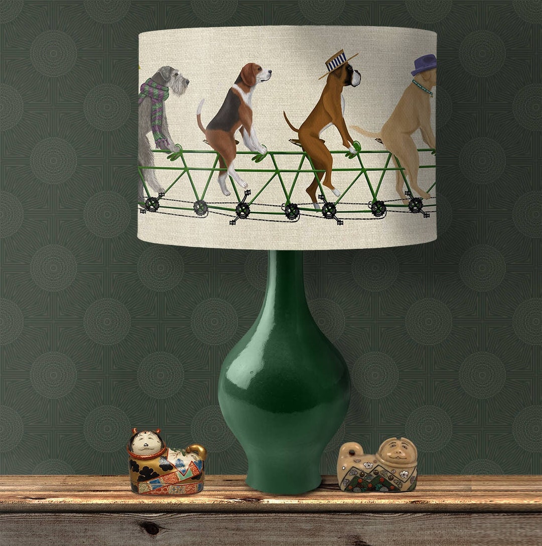 Lamp Shade Dog Tandem Drum Lampshade Dog Lover Gift Dog Nursery ...