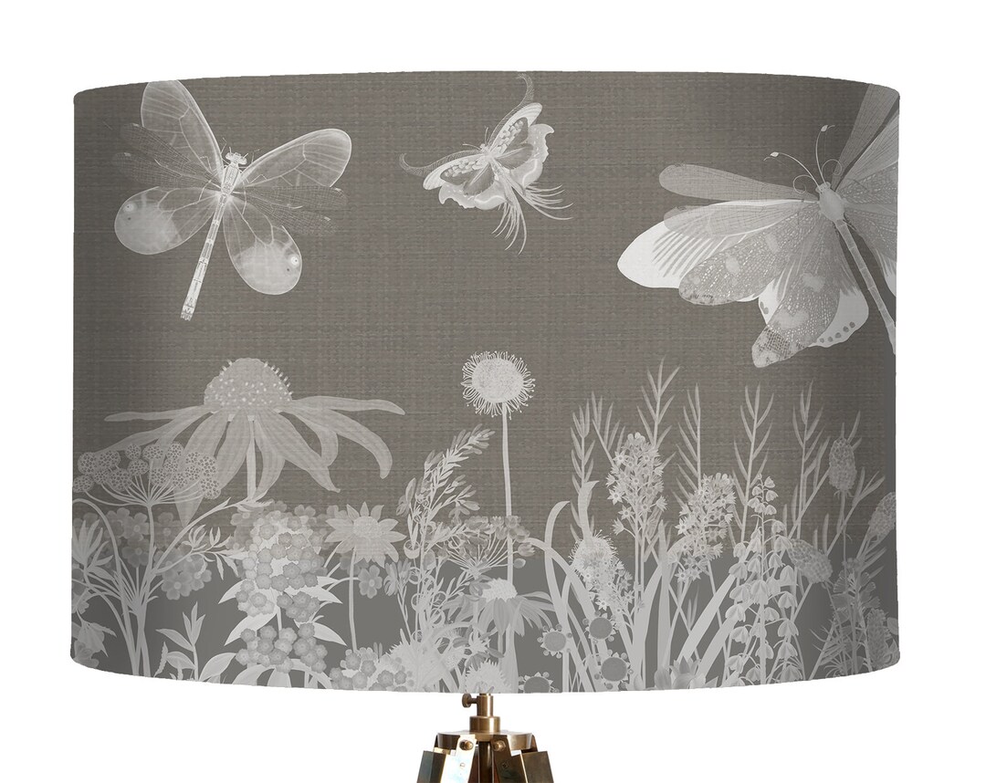 Dark Taupe / Grey Butterfly Lampshade - Butterfly Drum Lamp Shade ...