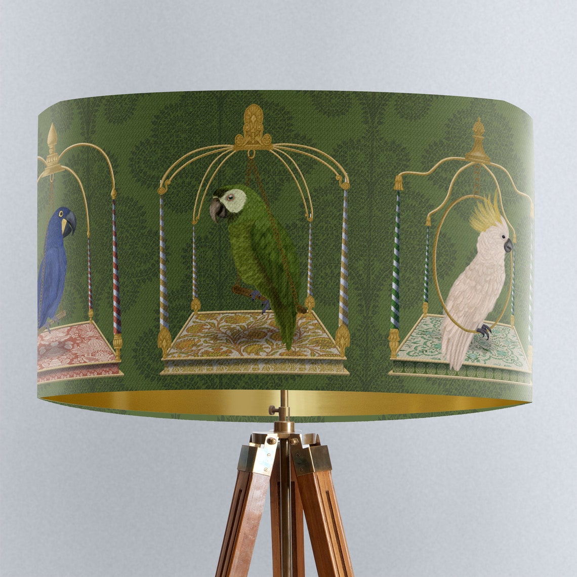 Parrot Swing Lamp Shade on Verdant Green Large Lamp Shade - Etsy