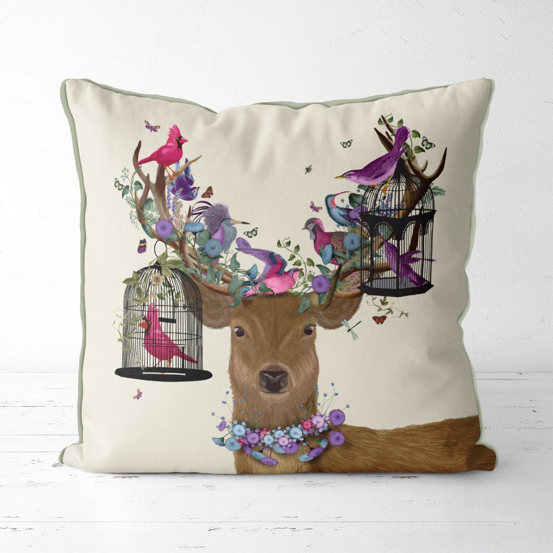 Stag Pillows Deer Pillows Deer Cushions Purple Pillow Cover Purple ...