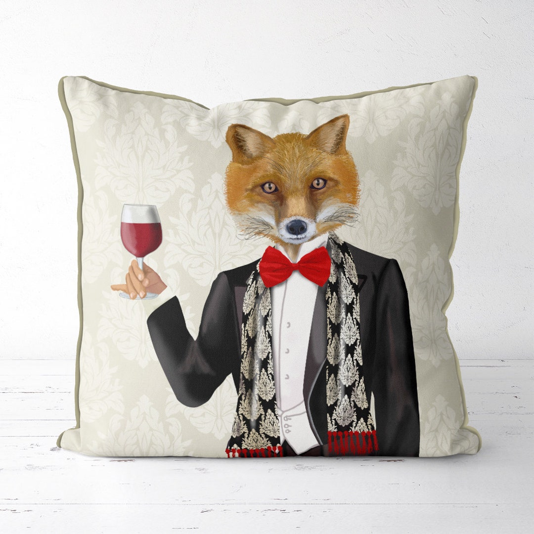 New Home Gift Fox Gift for Wine Lover Gift Wine Decor - Fox Black ...