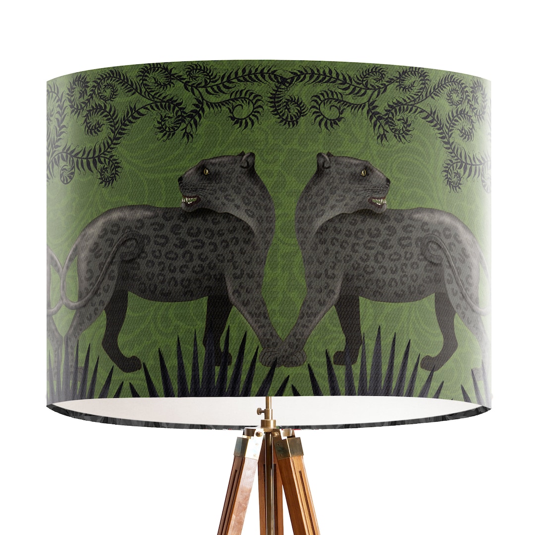 Green and Black Panther Lampshade, Jaguar Lamp Shade, Jungle Animal ...