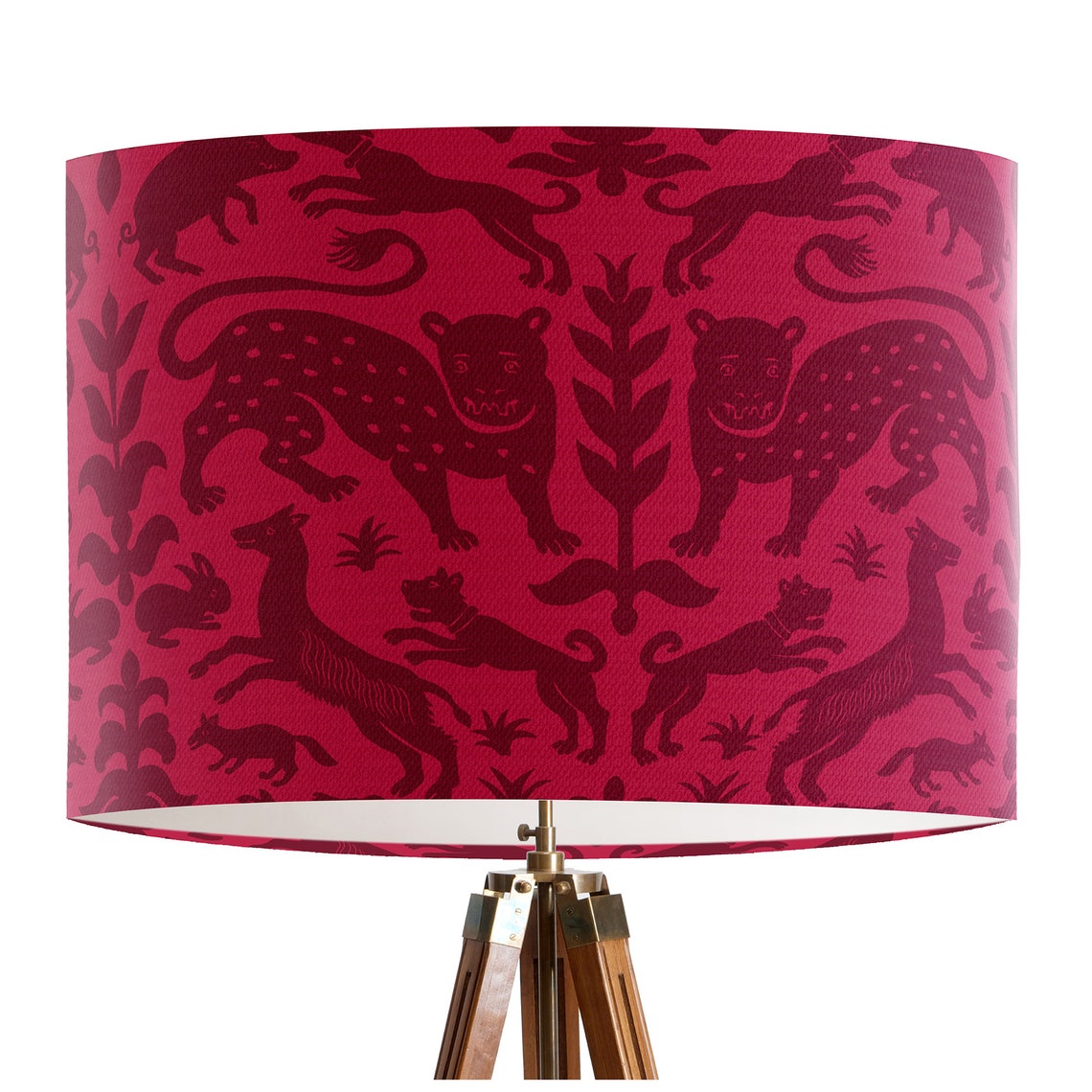 Beasts in Magenta and Pink Lamp Shade - Drum Lampshade, Animal Table ...