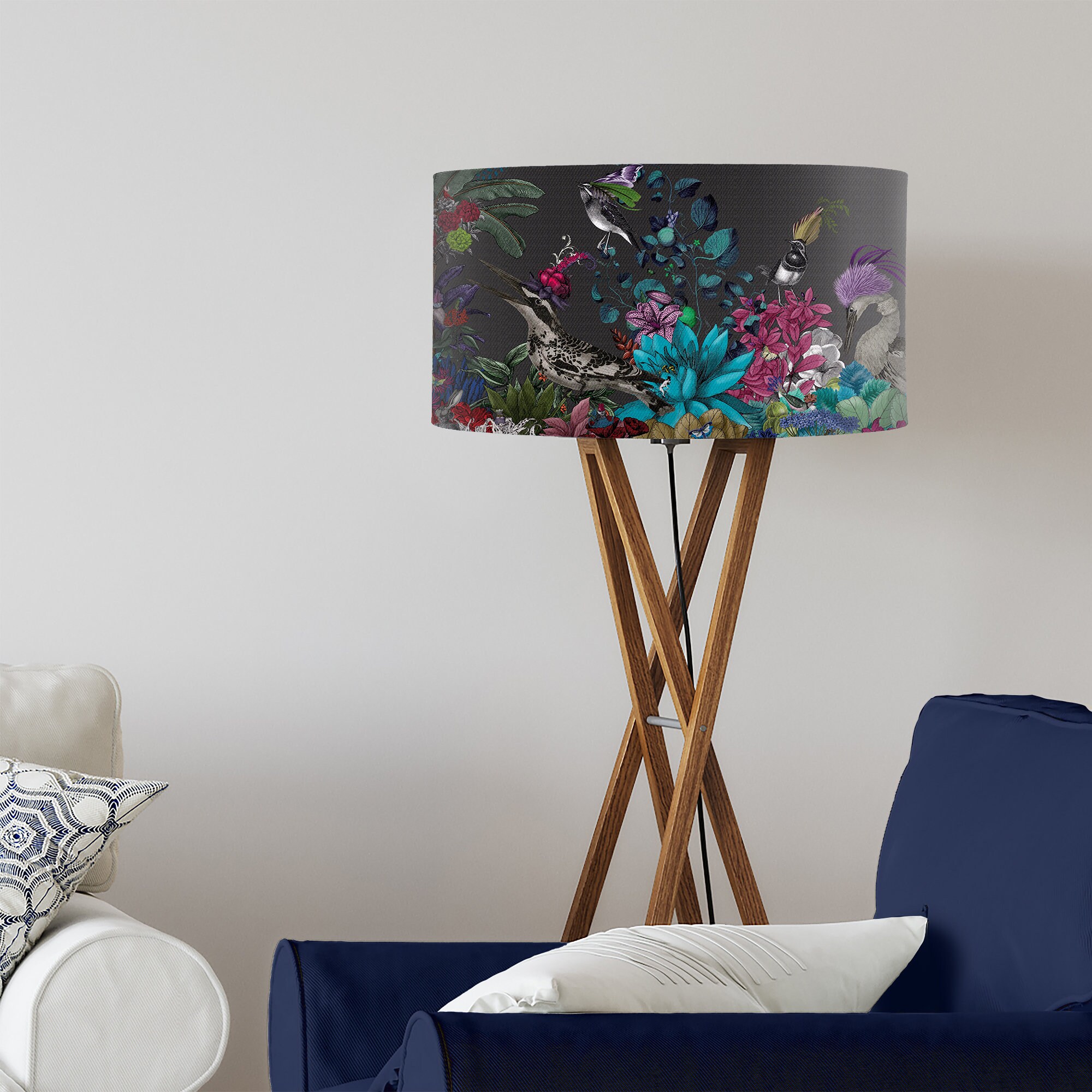 Glorious Plumes Bird Lampshade Charcoal Large Lamp Shade - Etsy