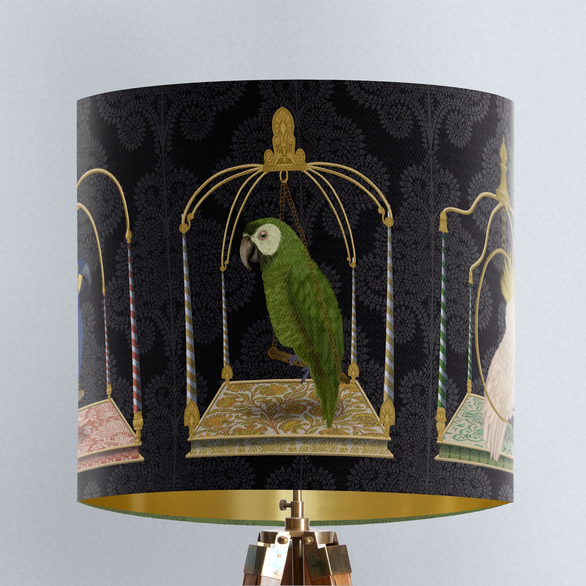 Parrot Swing Lamp Shade on Charcoal Large Lamp Shade With - Etsy