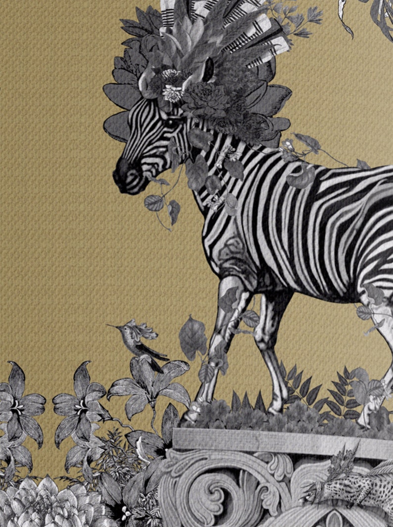 Gold Tropical Zebra Lamp Shade - Jungle Design Table or Pendant Lamp ...