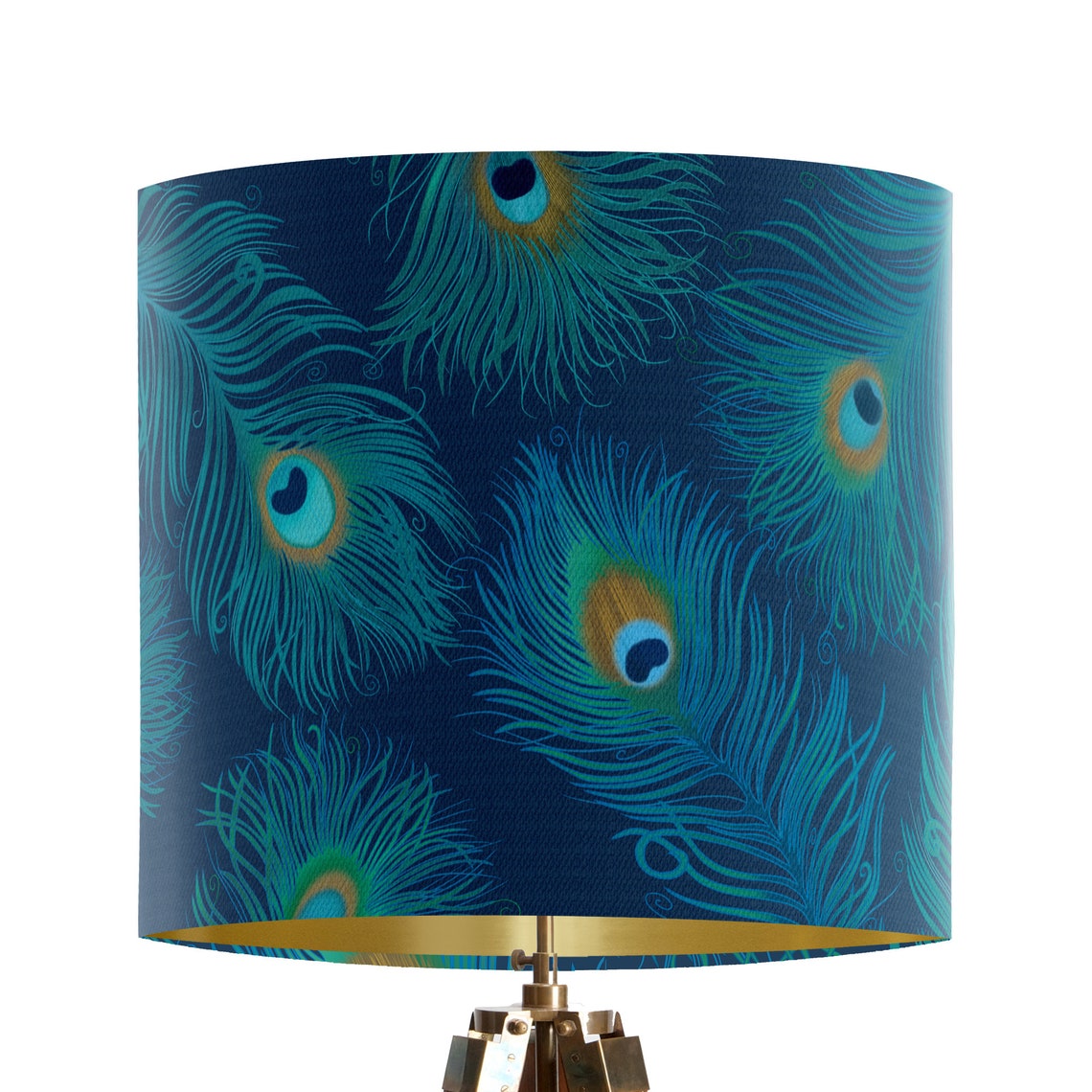 Peacock Feather Lampshade - Large Lamp Shade With Gold Lining ...