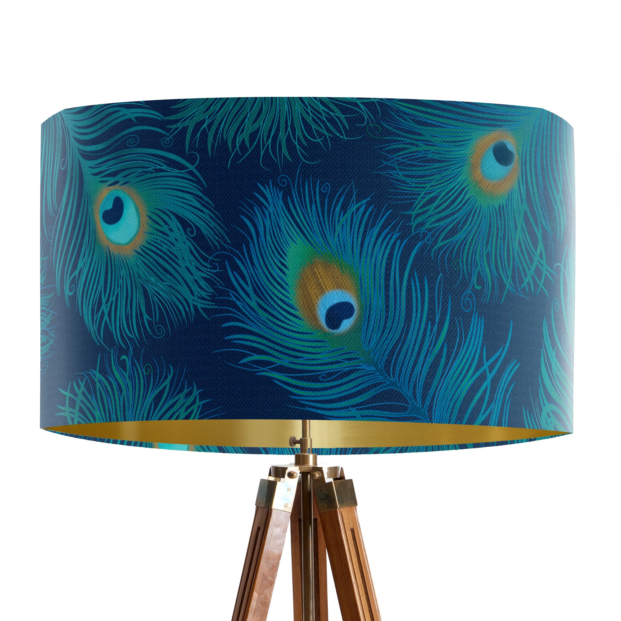 Peacock Feather Lampshade - Large Lamp Shade With Gold Lining ...