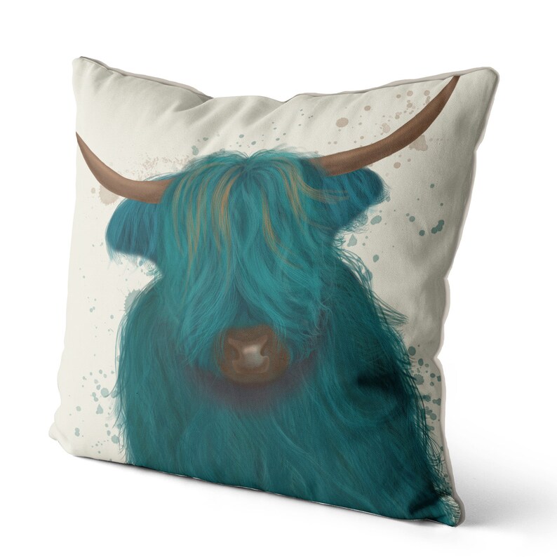 Highland Cow in Turquoise Modern Farmhouse Decor Cow Farm - Etsy UK