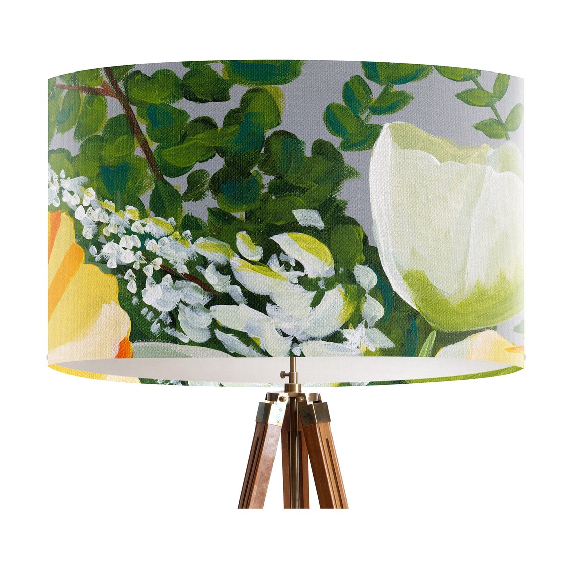 Jamaica Primrose Floral Lamp Shade - Drum Lampshade, Yellow and White ...
