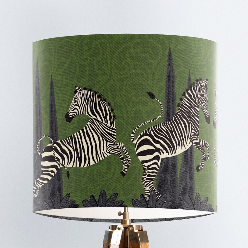 Zebra Table Lamp Animal Floor Lampshade Modern Lampshade Green | Etsy UK