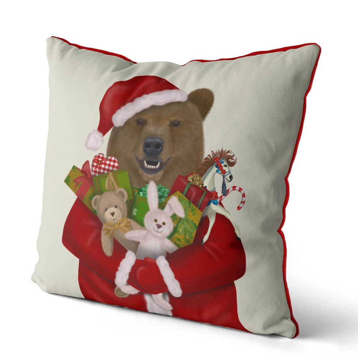 Christmas Bear Pillow Cover - Santa Bear Christmas Pillow Bear Lover ...