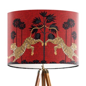 Red Tiger Lamp Shade, Red and Black Tropical Decor, Jungle Animal Lamp ...