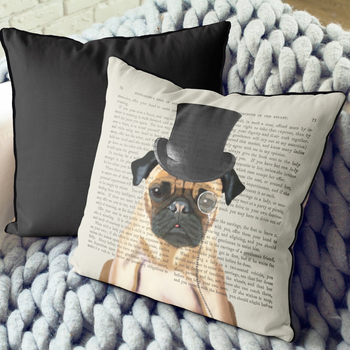 Pug Pillow Cover Dog Gift Cute Pug Gift Dog Pillow Cover Pug - Etsy