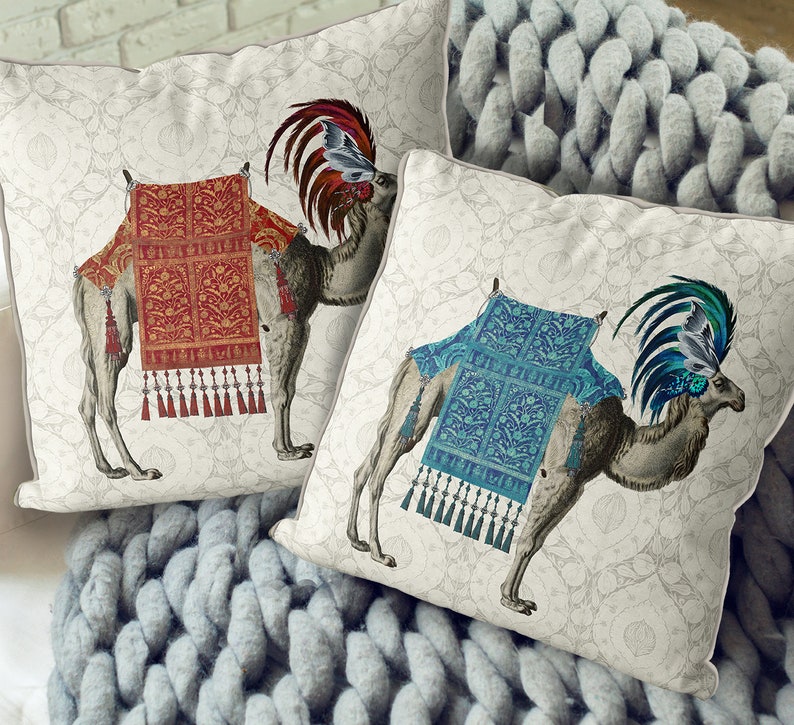 Camel Pillow Indian Decor Camel Decor Blue Accent Pillows - Etsy