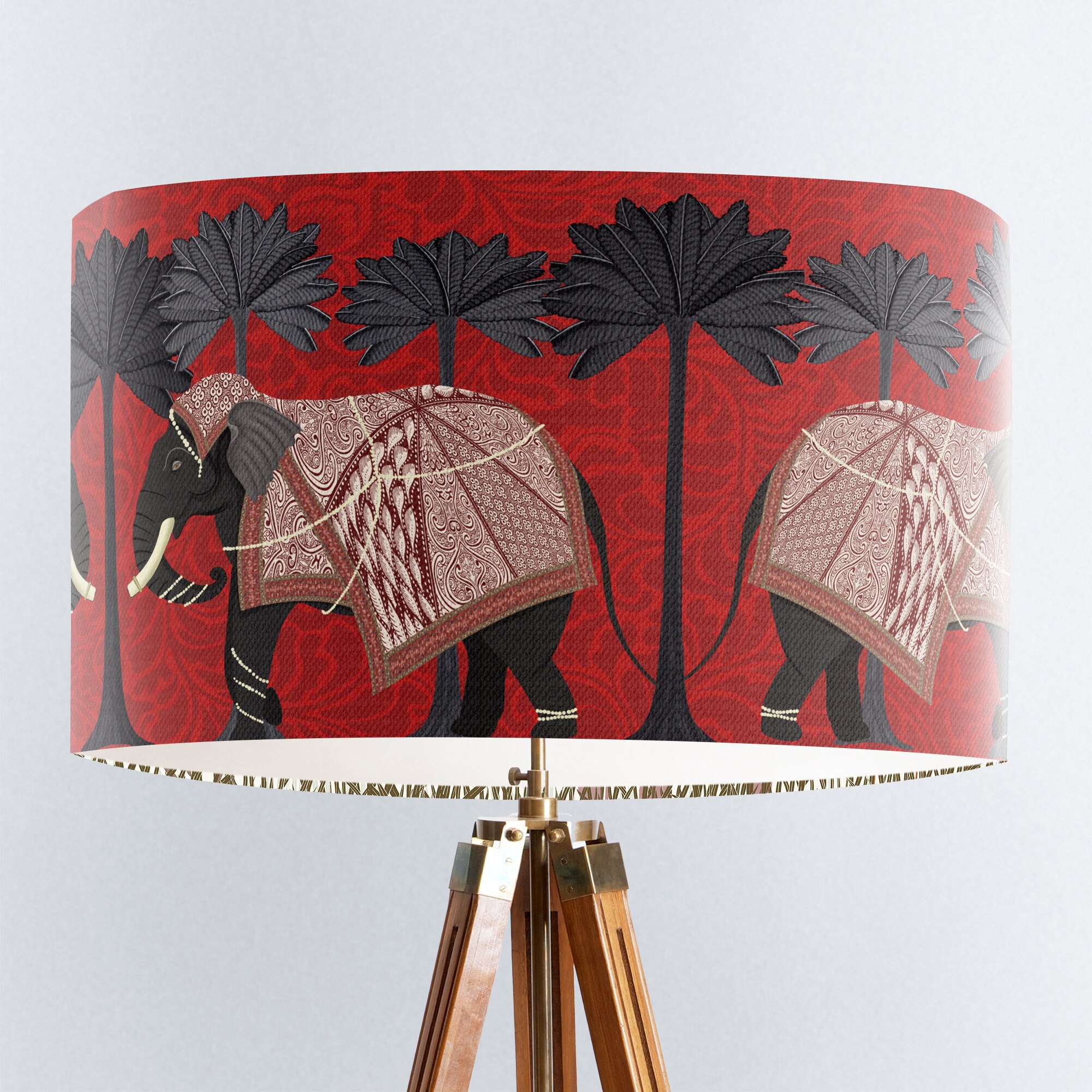 Elephant Lampshade in Red and Black Indian Elephant Lamp - Etsy