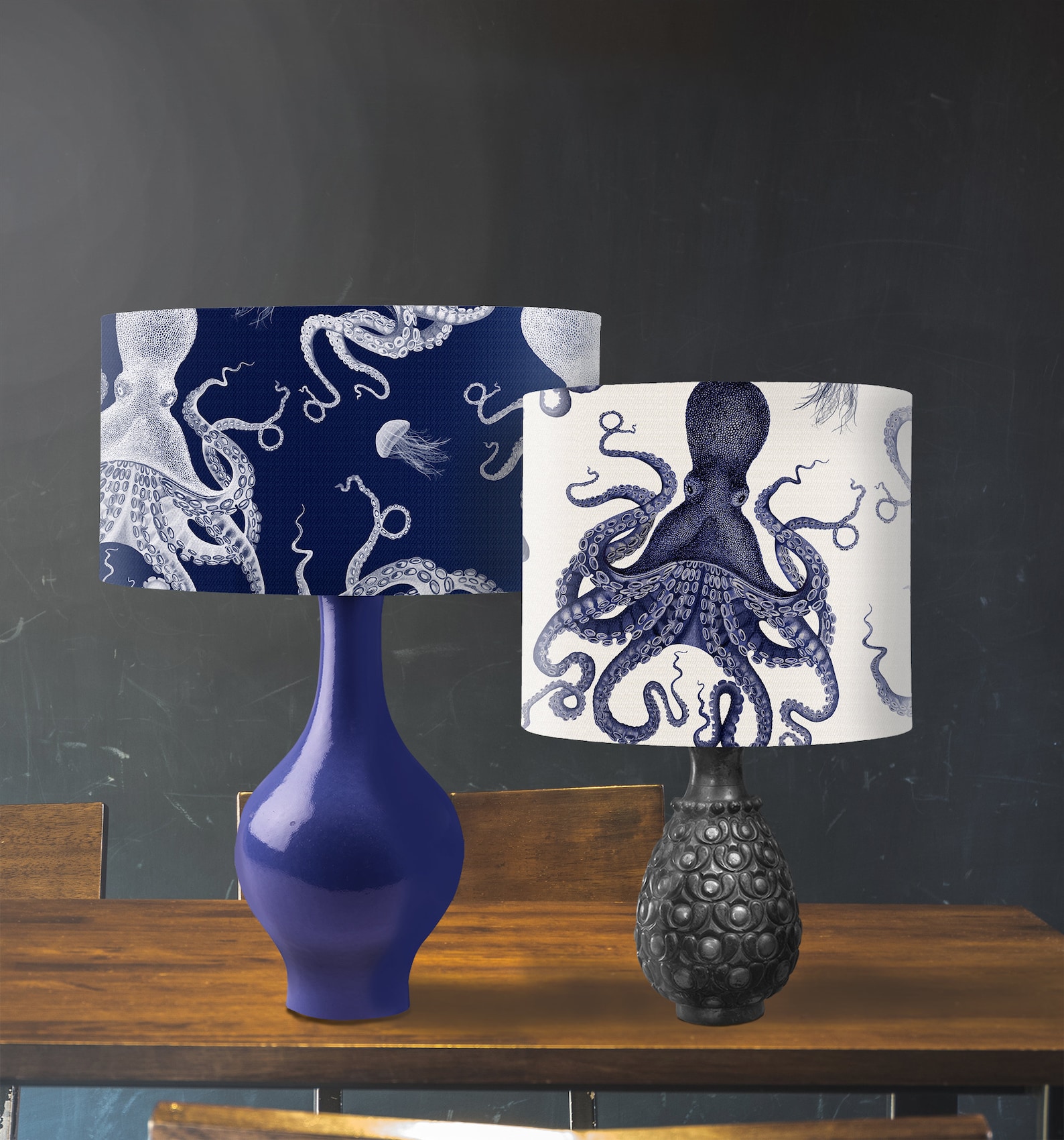 Octopus on Blue Octopus Lamp Shade Nautical Lampshade for - Etsy