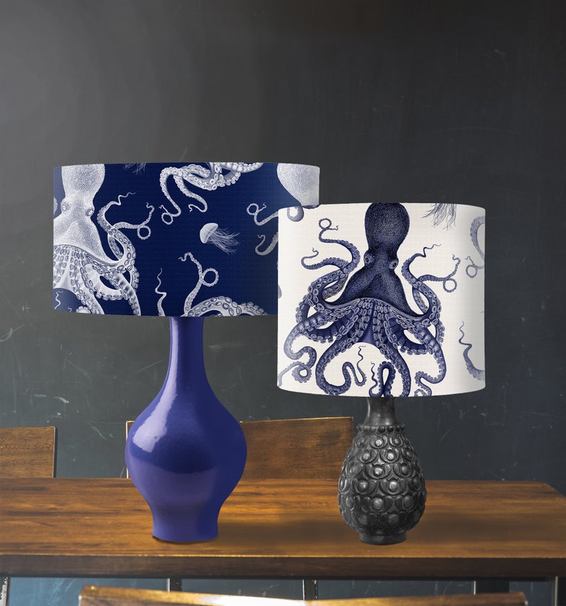 Octopus on Blue Octopus Lamp Shade Nautical Lampshade for - Etsy