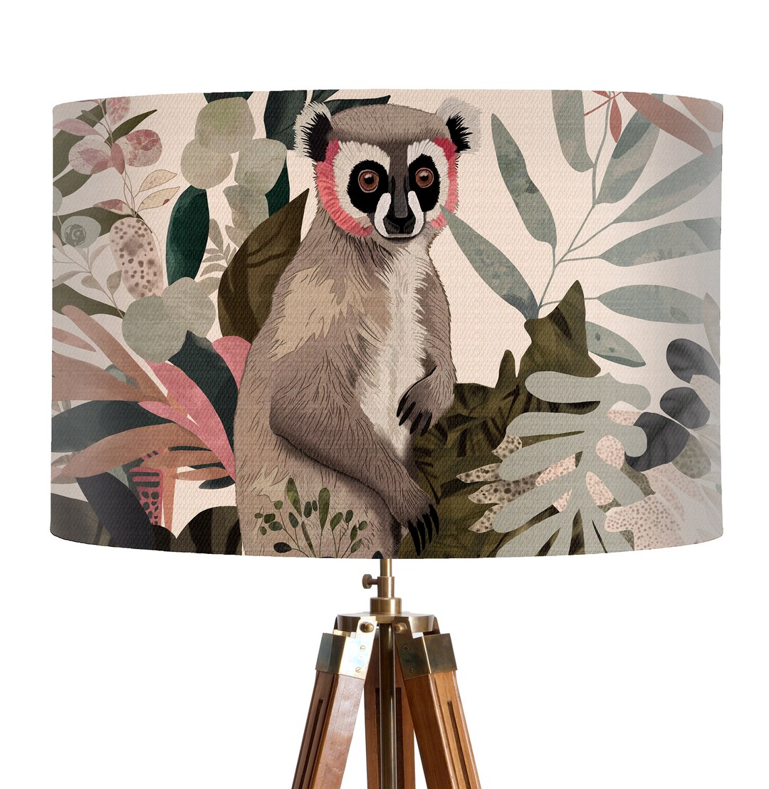 Colourful Lemur Lampshade With Abstract Botanical Design, Handmade in ...