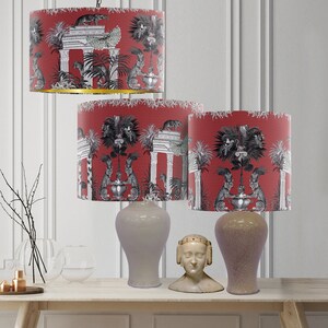 Tropical Jungle Lamp Shade Red With Leopard, Gold Lined Drum Lampshade ...