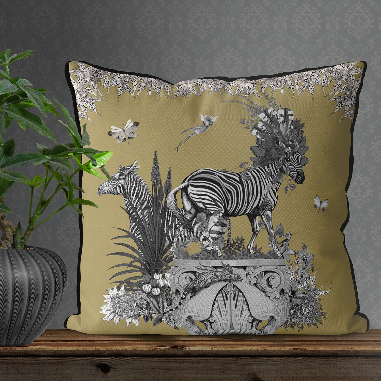 Gold Tropical Zebra Lamp Shade - Jungle Design Table or Pendant Lamp ...