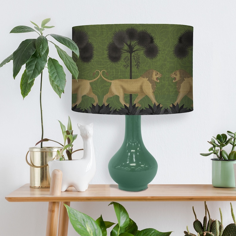 Tropical Green Lampshade Jungle Lion Lamp Shade African - Etsy